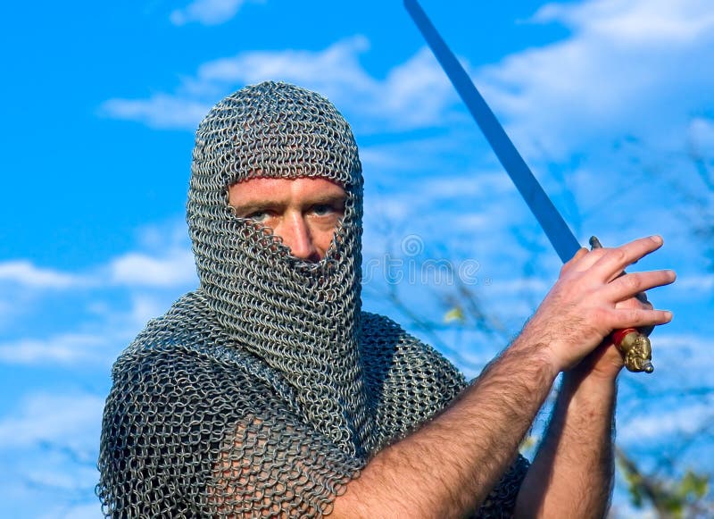 Knight Wearing Armour and Hold on a Sword Stock Image - Image of hard ...