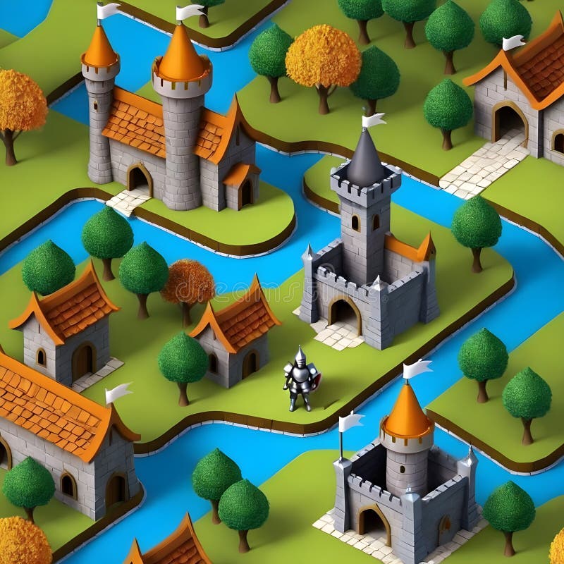 Knightly Aesthetic 3D Map Design without Objects Stock Illustration ...