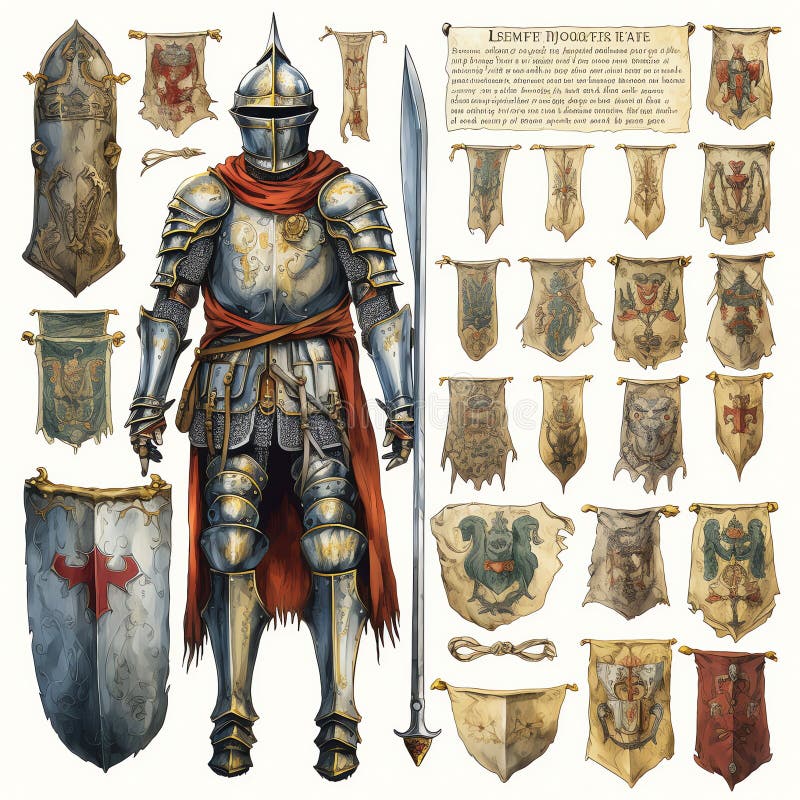 Knightly Oath Medieval Watercolor Fantasy Stock Illustration ...