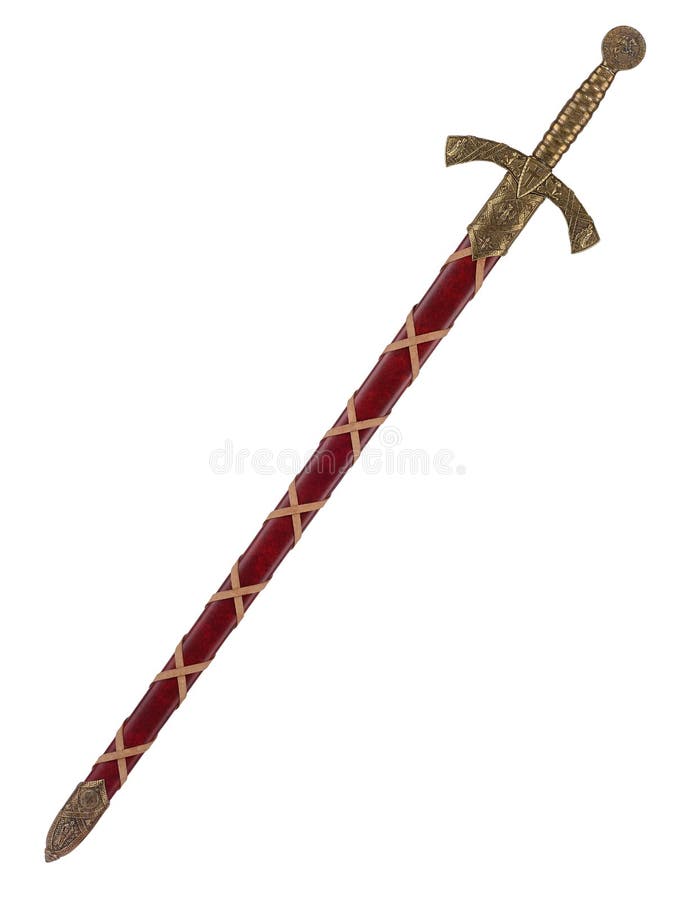 The Knightly Sword Isolated on a White Background Stock Photo - Image ...