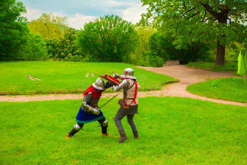 Knight s sword fight stock image. Image of retro, battle - 75929701