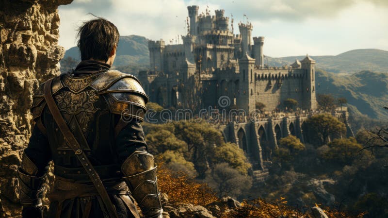 Knights in Armor at the Castle. Medieval Warrior. Generative AI. Stock ...