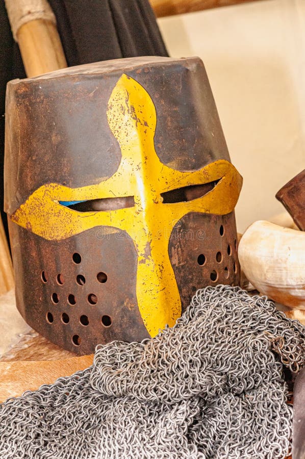 Knights Armor, Helmet and Chain Male Stock Image - Image of chainmale ...