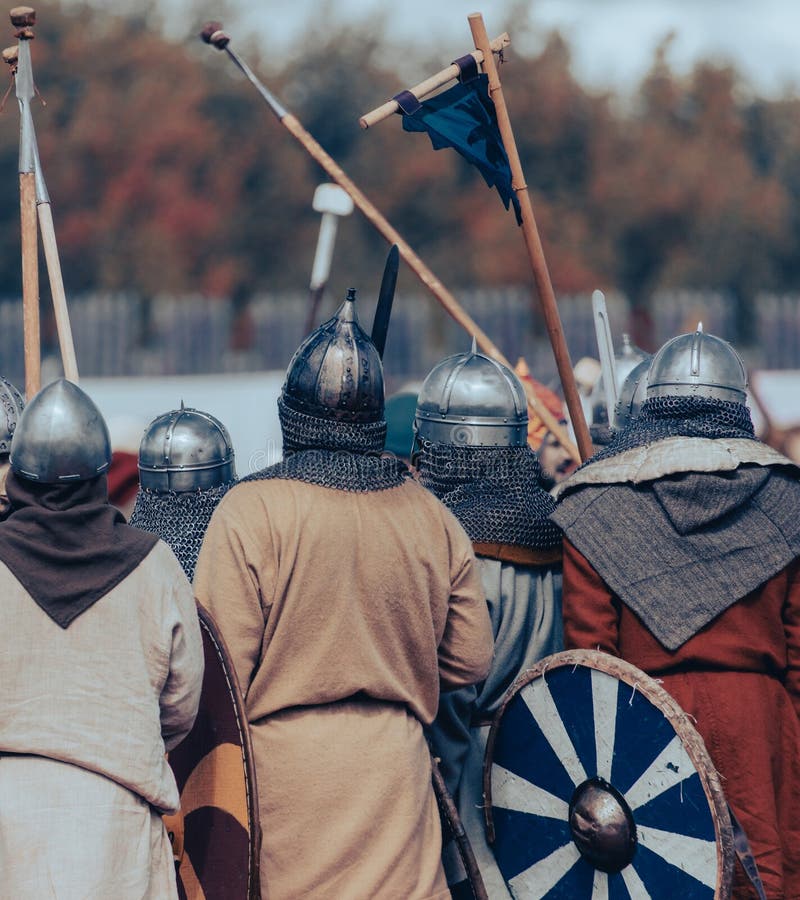 Knights in Armor with Weapons at War Stock Image - Image of violence ...