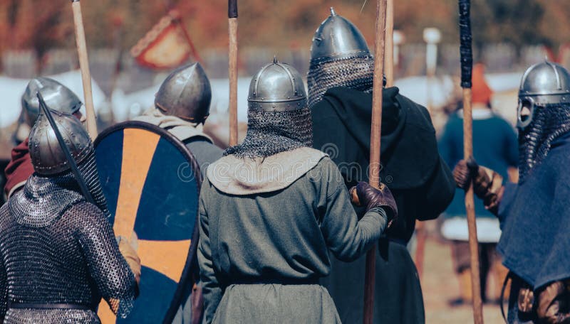 Knights in Armor with Weapons at War Stock Image - Image of weapon ...