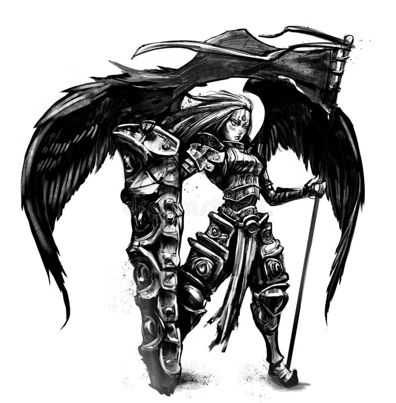 Knights Girls Guard the Mirror Stock Illustration - Illustration of ...