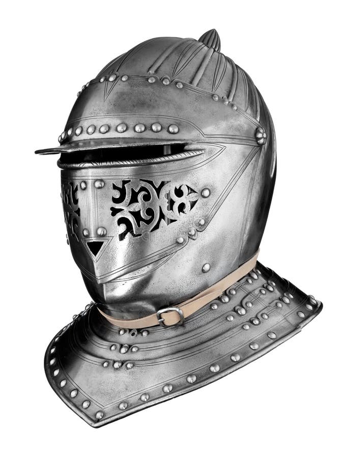 Knights Medieval Helmet Isolated on White Stock Image - Image of ...