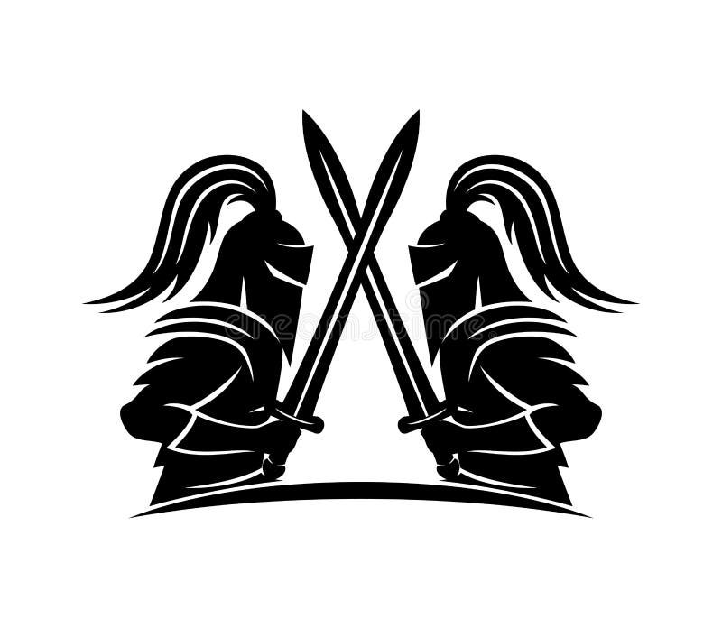 Set of knights with swords stock vector. Illustration of history - 36415308