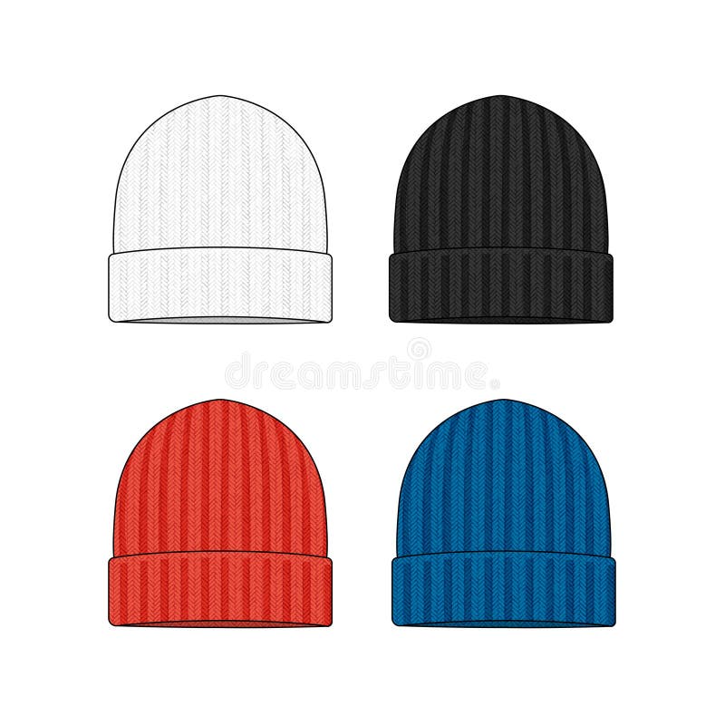 Knit Cap ( Beanie ) Template Vector Illustration Set Stock Vector ...