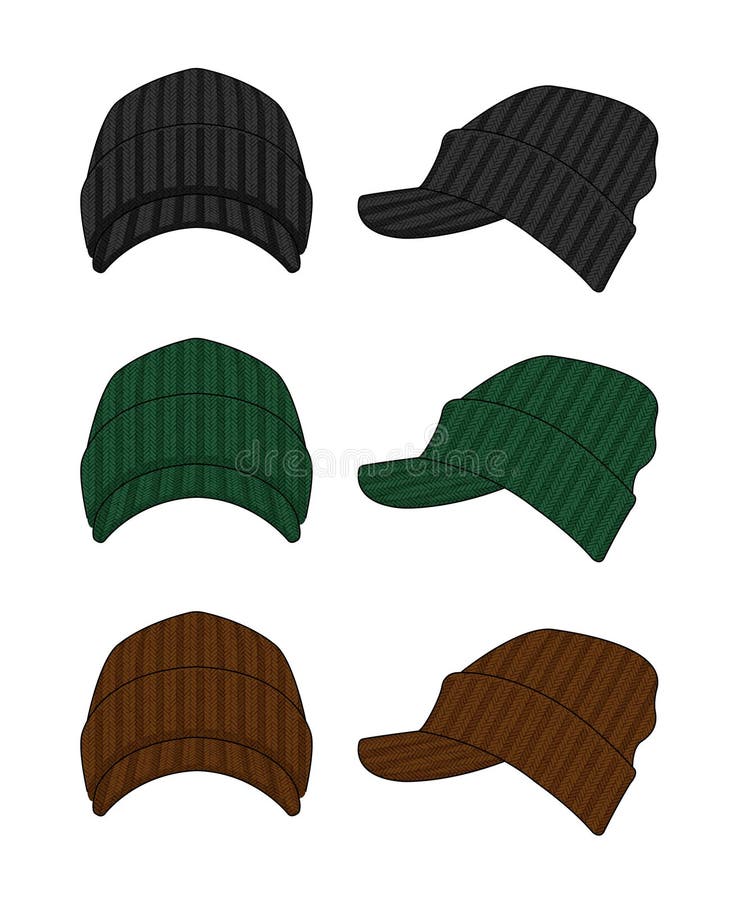 Knit Cap ( Casquette ) Template Vector Illustration Set Stock Vector ...