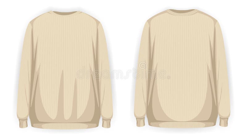 Knit Cardigan Beige Front and Back View Stock Vector - Illustration of ...