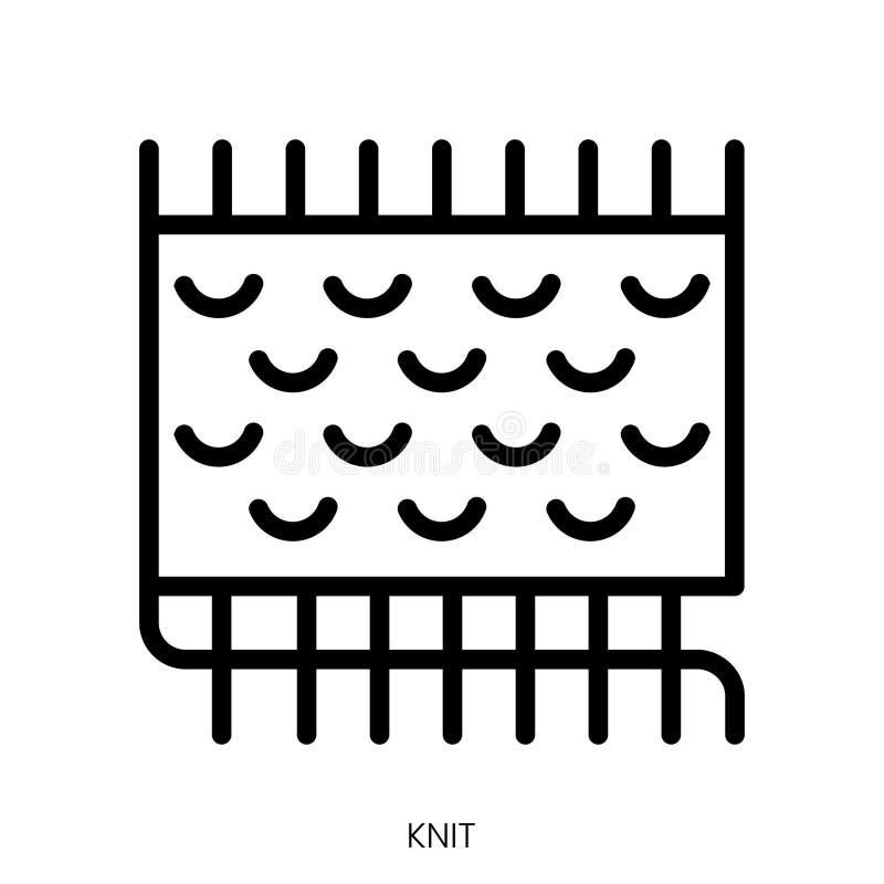 Knit Icon. Line Art Style Design Isolated on White Background Stock ...