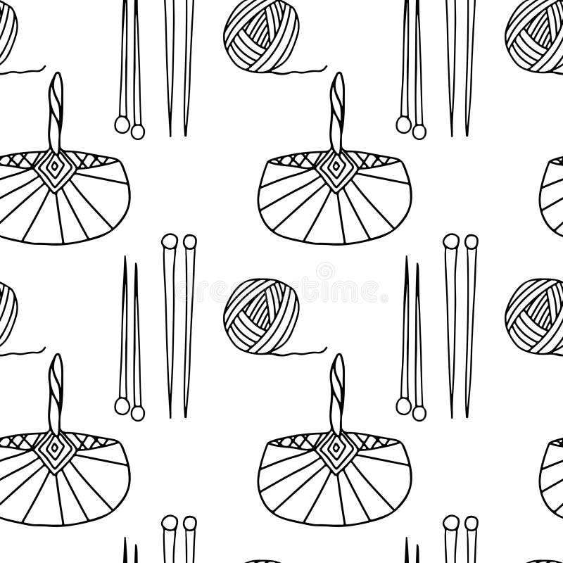 Knit Spoke Basket Needlework Doodle Pattern Vector Stock Vector ...