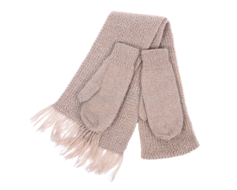 Knit Wool Mittens and Scarf Stock Image - Image of weather, comfortable ...