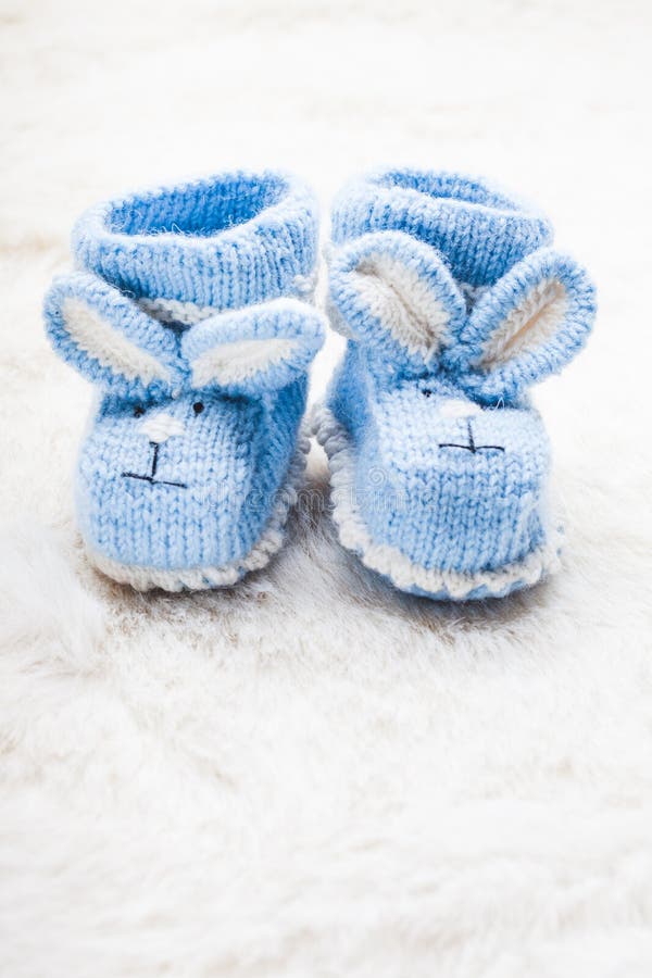 Knitted baby booties stock image. Image of feet, blue - 34812583