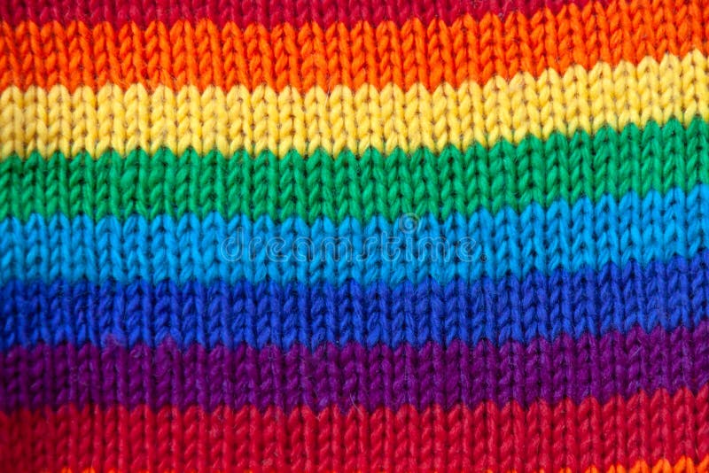 A Knitted Wool Fabric in the Colors of the Rainbow. Fun Background ...