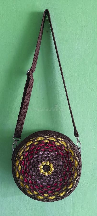 Knitted Bag with Traditional Circular Design Stock Photo - Image of ...