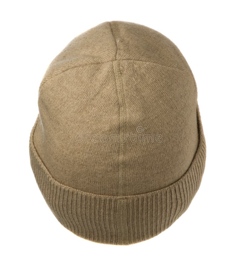 Knitted Beanie Isolated on White Background .brown Hat Stock Image ...