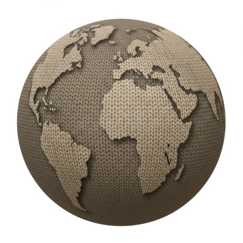 Knitted Beige Globe World Map Texture Stock Illustration - Illustration ...