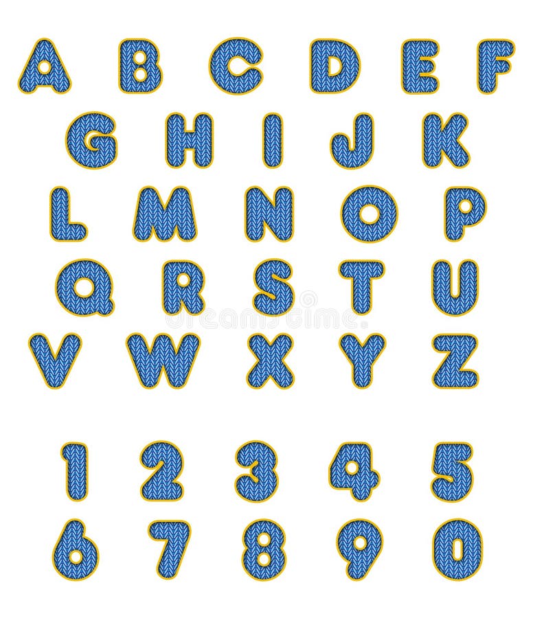 Knitted blue fonts stock illustration. Illustration of icon - 61979584