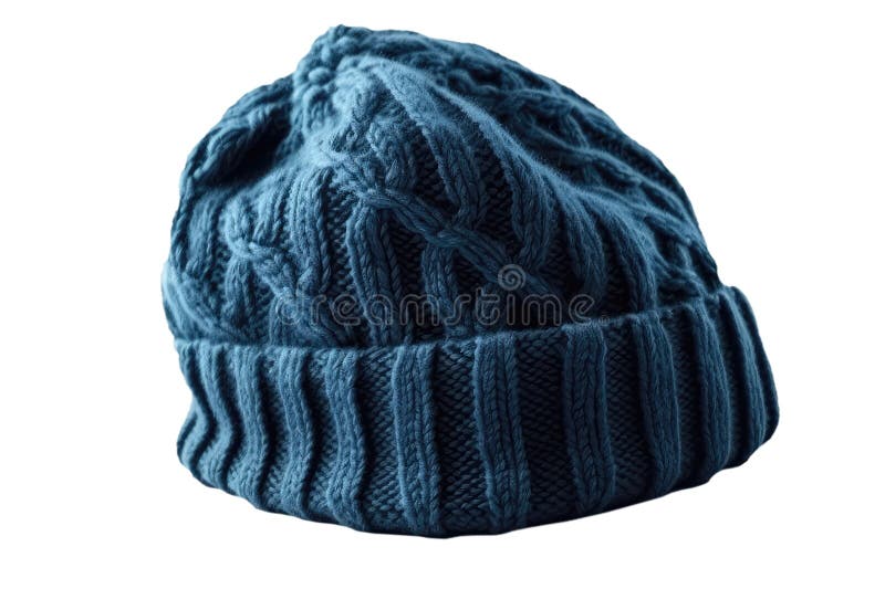 Knitted Blue Hat on Isolated White Background Stock Illustration ...