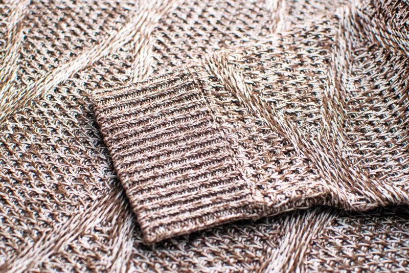 Knit Texture of Brown Wool Knitted Fabric with Cable Pattern As ...
