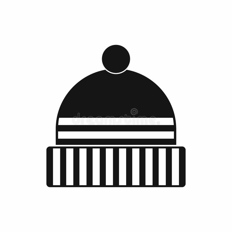 Knitted Cap Icon, Black Simple Style Stock Vector - Illustration of ...