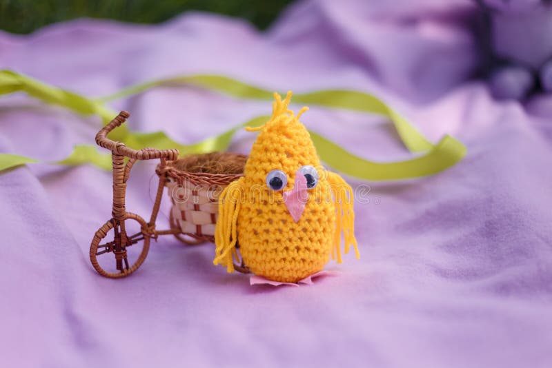 Knitted chicken toy stock image. Image of fabric, cute - 174881405
