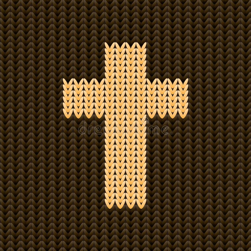 Knitted Christian Cross Banner, Vector Stock Vector - Illustration of ...