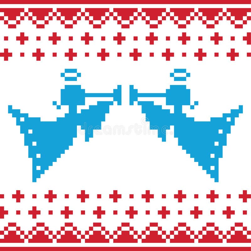 Knitted Christmas Angles Card on Seamless B Stock Illustration ...