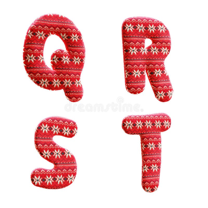 Knitted Christmas Fabric Alphabet - Letters Q-T Stock Illustration ...