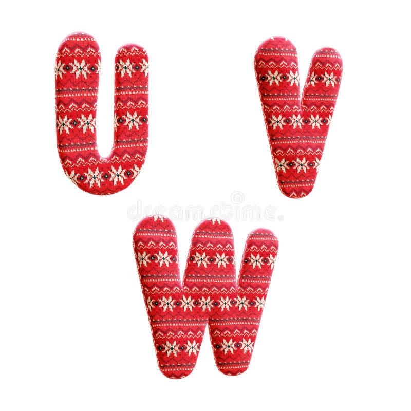 Knitted Christmas Fabric Alphabet - Letters U-W Stock Illustration ...