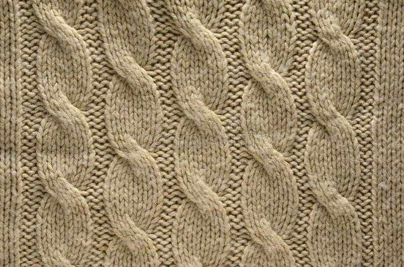 Knitted Cloth Texture with Cable Knits Pattern Stock Image - Image of ...