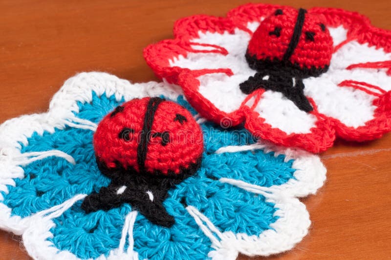 Knitted cloths ladybug stock image. Image of wool, hobbies - 28660139