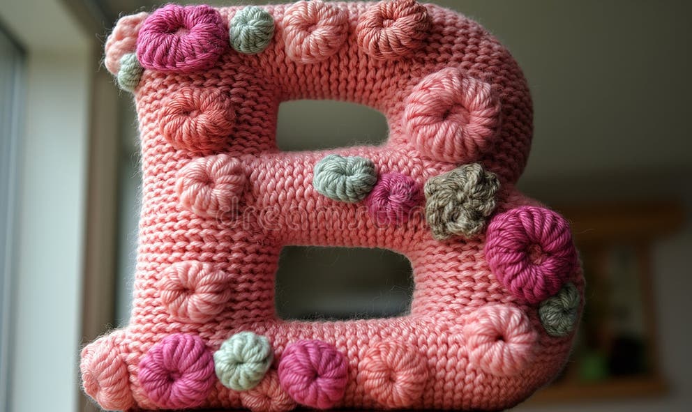 Knitted Colored Letter B on an Abstract Background. Stock Image - Image ...
