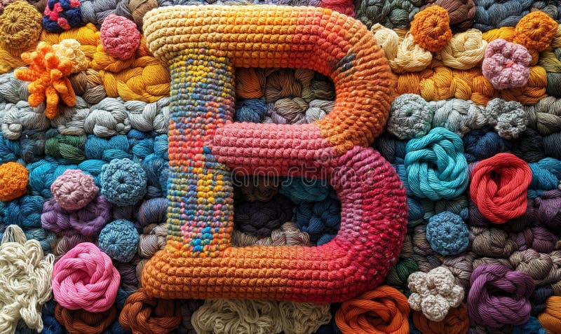 Knitted Colored Letter B on an Abstract Background. Stock Image - Image ...