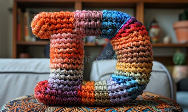 Knitted Colored Letter D on an Abstract Background. Stock Illustration ...