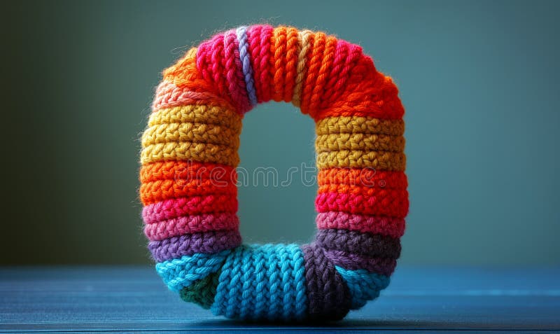 Knitted Colored Letter O on an Abstract Background. Stock Image - Image ...