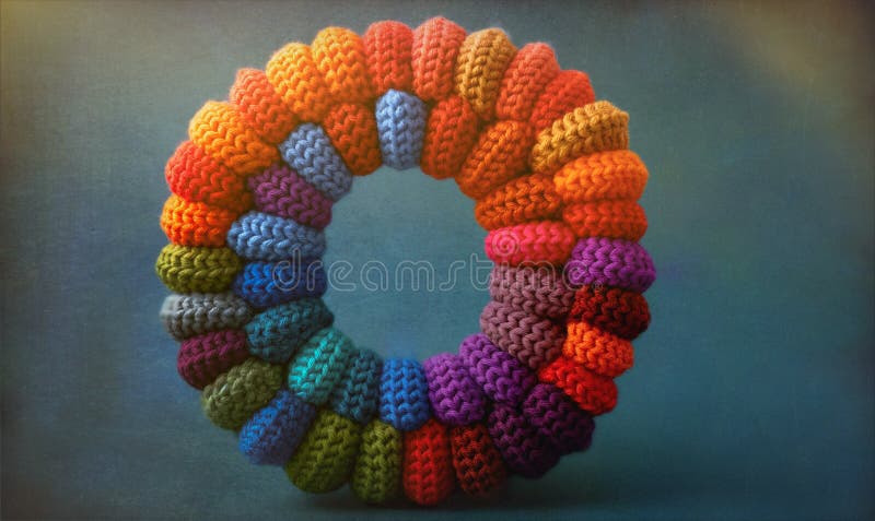 Knitted Colored Letter O on an Abstract Background. Stock Image - Image ...