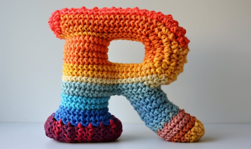 Knitted Colored Letter R on an Abstract Background. Stock Photo - Image ...