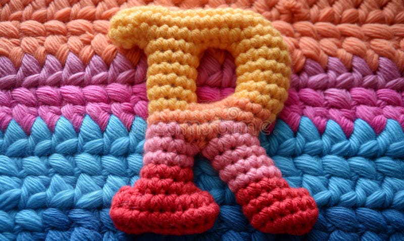 Knitted Colored Letter R on an Abstract Background. Stock Image - Image ...