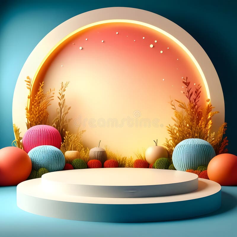 Knitted Cosy Podium Plastic Circular Design on Gradient Backdrop Stock ...