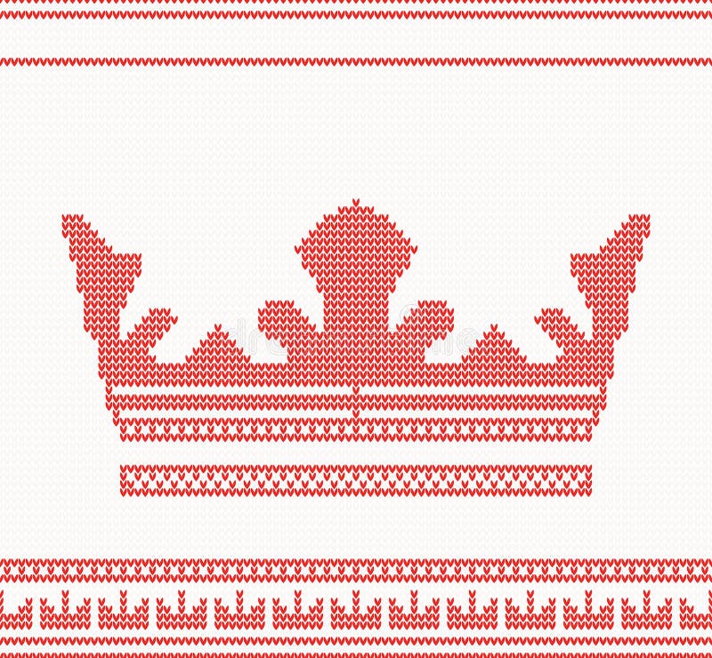 Knitted Crown Seamless Pattern in Red Color. Stock Vector ...