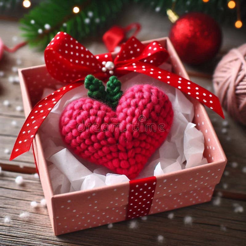 A Knitted Decorative Heart Made of Wool Stock Illustration ...