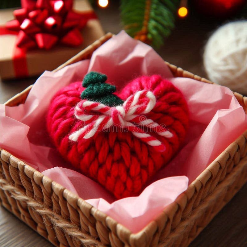 A Knitted Decorative Heart Made of Wool Stock Illustration ...
