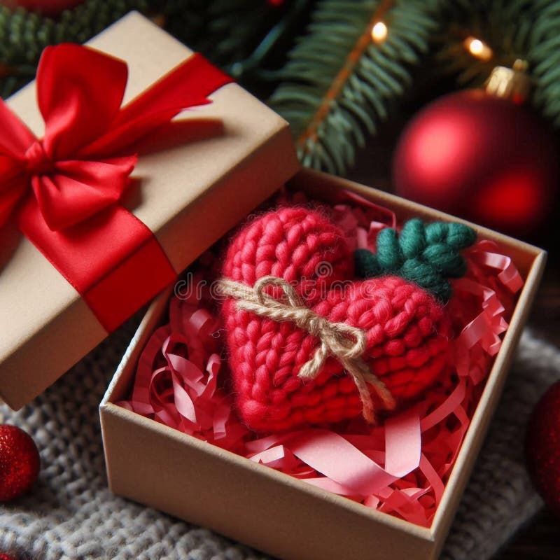 A Knitted Decorative Heart Made of Wool Stock Illustration ...