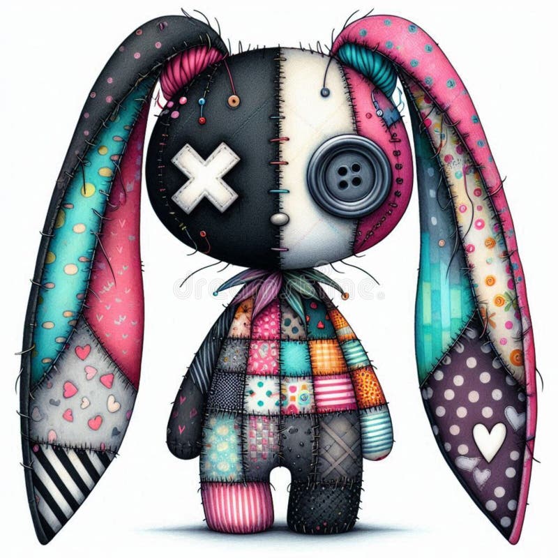 Knitted Doll Characters Using Colorful Fabric Stock Illustration ...