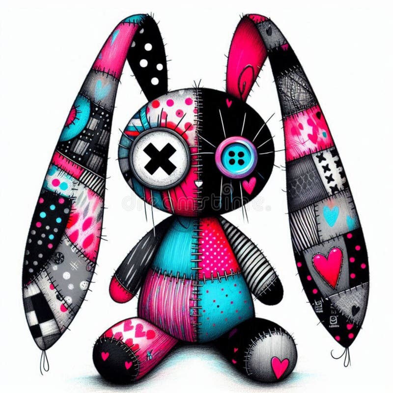 Knitted Doll Characters Using Different Colored Fabrics Stock ...