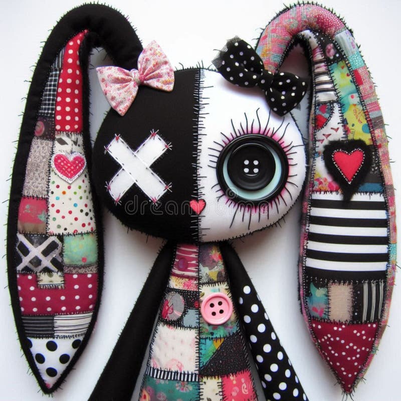 Knitted Doll Characters Using Different Colored Fabrics Stock ...