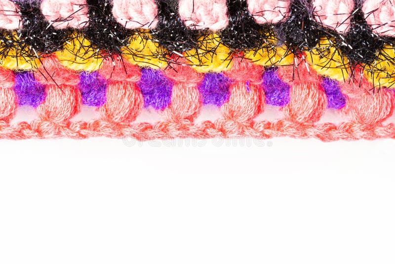 Knitted Edge of the Product with a Multi-colored Fringe Thread Stock ...